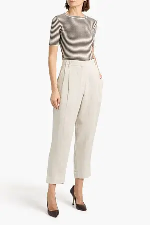 Brunello Cucinelli Metallic Striped Ribbed Top