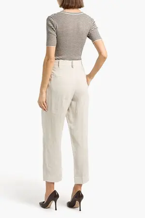 Brunello Cucinelli Metallic Striped Ribbed Top