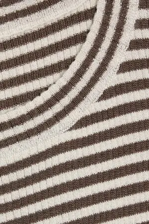 Brunello Cucinelli Metallic Striped Ribbed Top