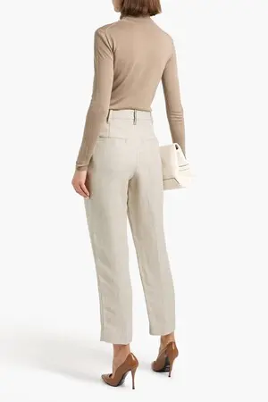 Brunello Cucinelli Pleated Linen-twill Tapered Pants