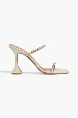 Amina Muaddi Gilda Crystal-embellished Mules - Beige