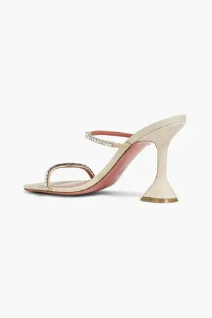 Amina Muaddi Gilda Crystal-embellished Mules - Beige