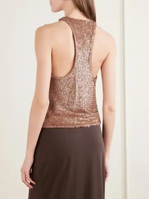 Staud Bree Sequined Tulle Top