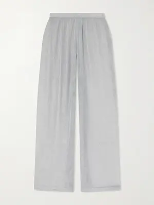 Staud Ali Metallic Knitted Wide-leg Pants - Silver