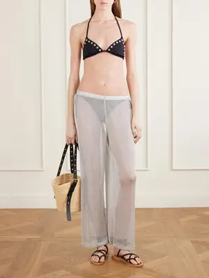 Staud Ali Metallic Knitted Wide-leg Pants