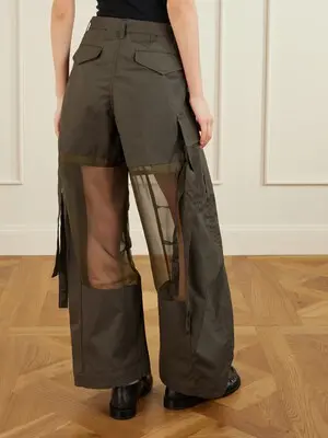 Sacai Chiffon And Cotton Wide-leg Pants
