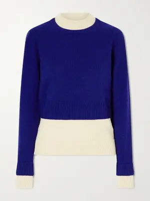 JIL SANDER Two-tone Layered Wool-blend Sweater