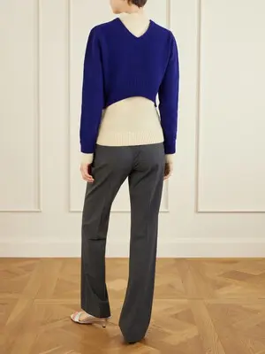 JIL SANDER Two-tone Layered Wool-blend Sweater