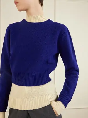 JIL SANDER Two-tone Layered Wool-blend Sweater