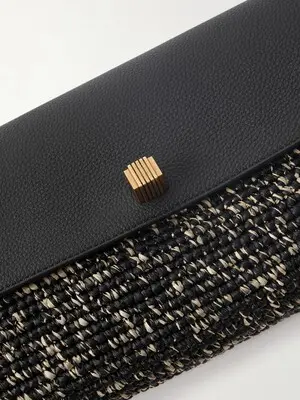 Khaite Audrey Textured-leather And Raffia Clutch - Multi