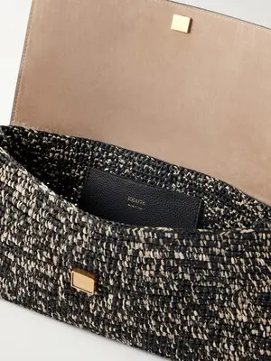Khaite Audrey Textured-leather And Raffia Clutch - Multi