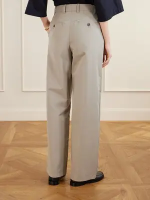 Wardrobe.NYC Pleated Wide-leg Cotton-blend Trousers - Brown