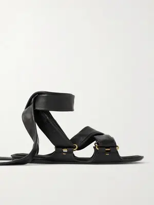 Khaite Boden Tie-detailed Leather Sandals - Black
