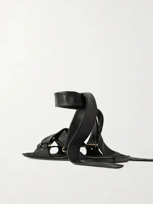 Khaite Boden Tie-detailed Leather Sandals - Black