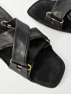 Khaite Boden Tie-detailed Leather Sandals - Black
