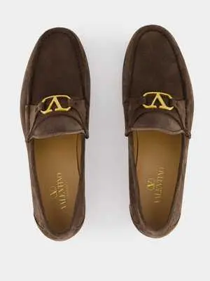 Valentino Garavani Vlogo Suede Loafers - Brown