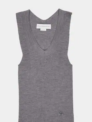 Stella McCartney Melange Lightweight Wool Round Neck Top
