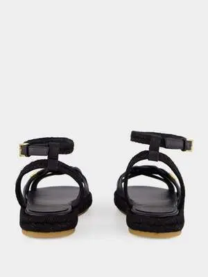 Valentino Garavani Leather Espadrille Sandals - Black