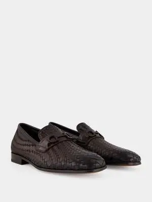 FERRAGAMO Calfskin Gancini Loafers - Brown
