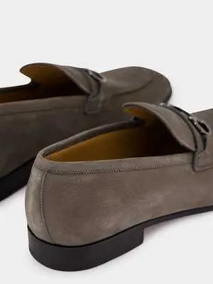 FERRAGAMO Daytona Nubuck Loafers With Gancini Ornament
