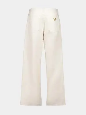 Valentino Garavani Loose-fit Denim Trousers - Cream