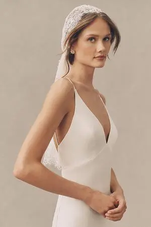 TWIGS & HONEY Beaded Lace Bridal Juliet Cap Veil