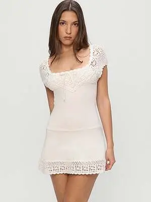 Victoria's Secret Frankies Bikinis Lover Cloud Knit Mini Dress - White,ivory