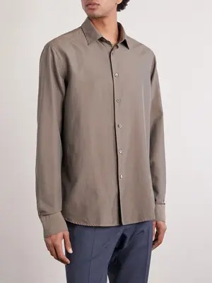 Canali Garment-dyed Cotton And Silk-blend Shirt