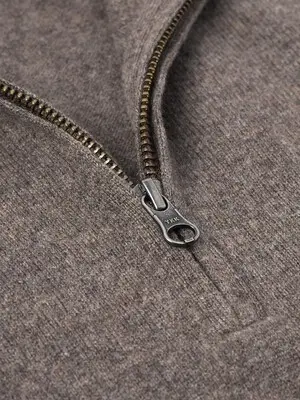 Hartford Wool And Cashmere-blend Half-zip Pullover - Brown