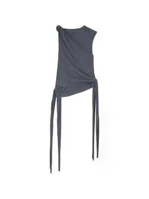 GANNI Sleeveless Knot Tie Top - Grey