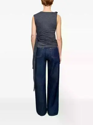 GANNI Sleeveless Knot Tie Top - Grey