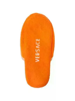 Versace Graphic Detail Towelling Slippers - Orange