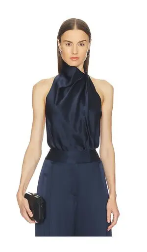 THE SEI Draped Halter Top - Navy