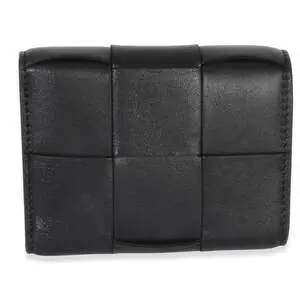 Bottega Veneta Cassette Intrecciato Trifold Wallet - Black