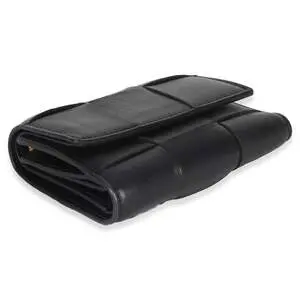 Bottega Veneta Cassette Intrecciato Trifold Wallet - Black