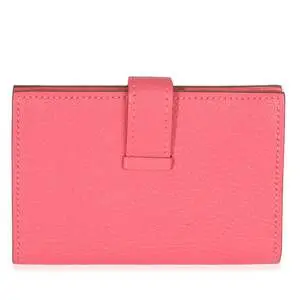 Hermès Rose Lipstick Chevre Mysore Bearn Card Holder Wallet Ghw - Pink