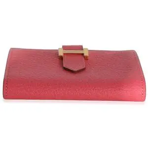 Hermès Rose Lipstick Chevre Mysore Bearn Card Holder Wallet Ghw - Pink