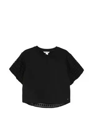 Dkny Openwork Sleeve T-shirt - Black