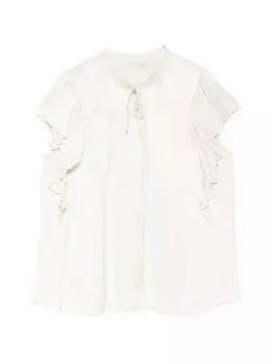 Ulla Johnson Agosta Flutter-sleeve Blouse - Neutrals