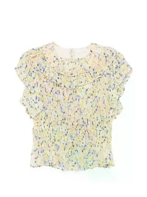 Ulla Johnson Athene Ruffled Floral-print Blouse - Neutrals