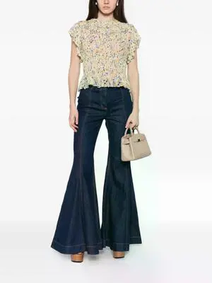 Ulla Johnson Athene Ruffled Floral-print Blouse - Neutrals