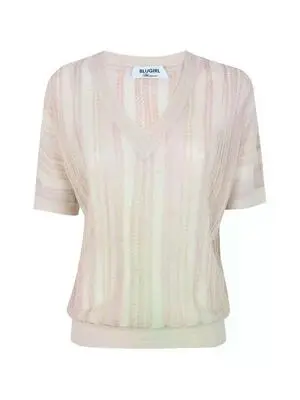 BLUGIRL Striped V-neck Sweater - Neutrals