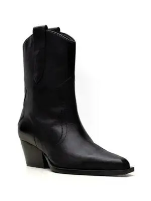 Free People Leather Cowboy Boots - Black