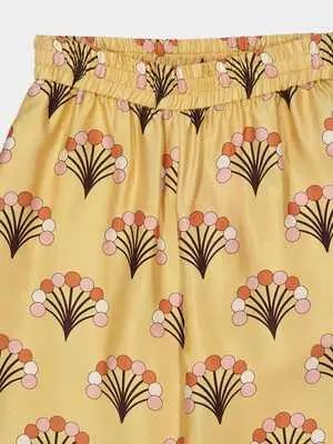 La DoubleJ Printed Silk Palazzo Trousers - Yellow
