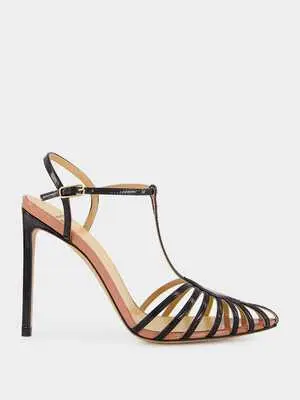 FRANCESCO RUSSO Cage Sandal In Patent Leather - Black