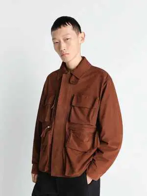 LEMAIRE Cigar Nubuck Reporter Jacket - Brown