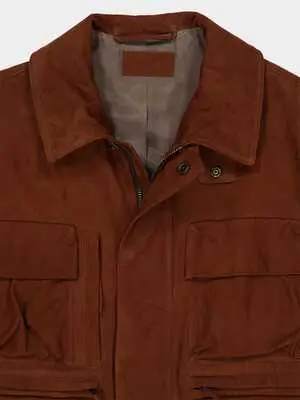 LEMAIRE Cigar Nubuck Reporter Jacket - Brown