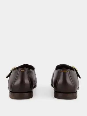 Santoni Leather Single Monk Strap Shoes