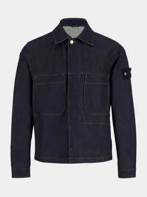Stone Island Indigo Raw Denim Coach Jacket - Blue