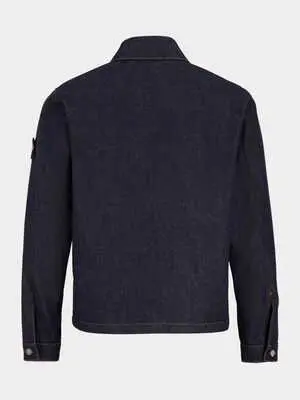 Stone Island Indigo Raw Denim Coach Jacket - Blue